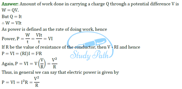 Electricity Class 10 Important Questions and Answers – Study Path