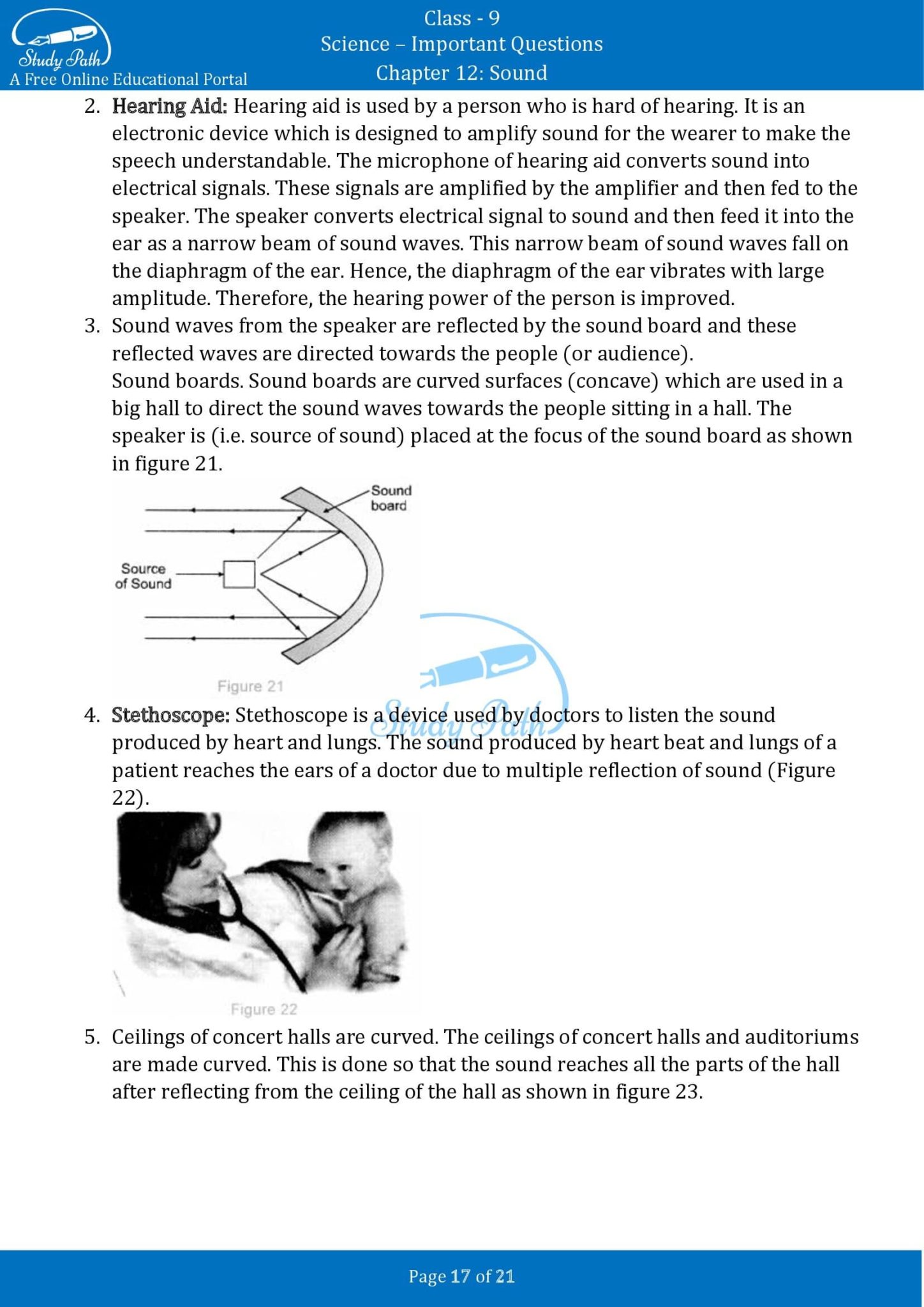Important Questions for Class 9 Science Chapter 12 Sound – Study Path