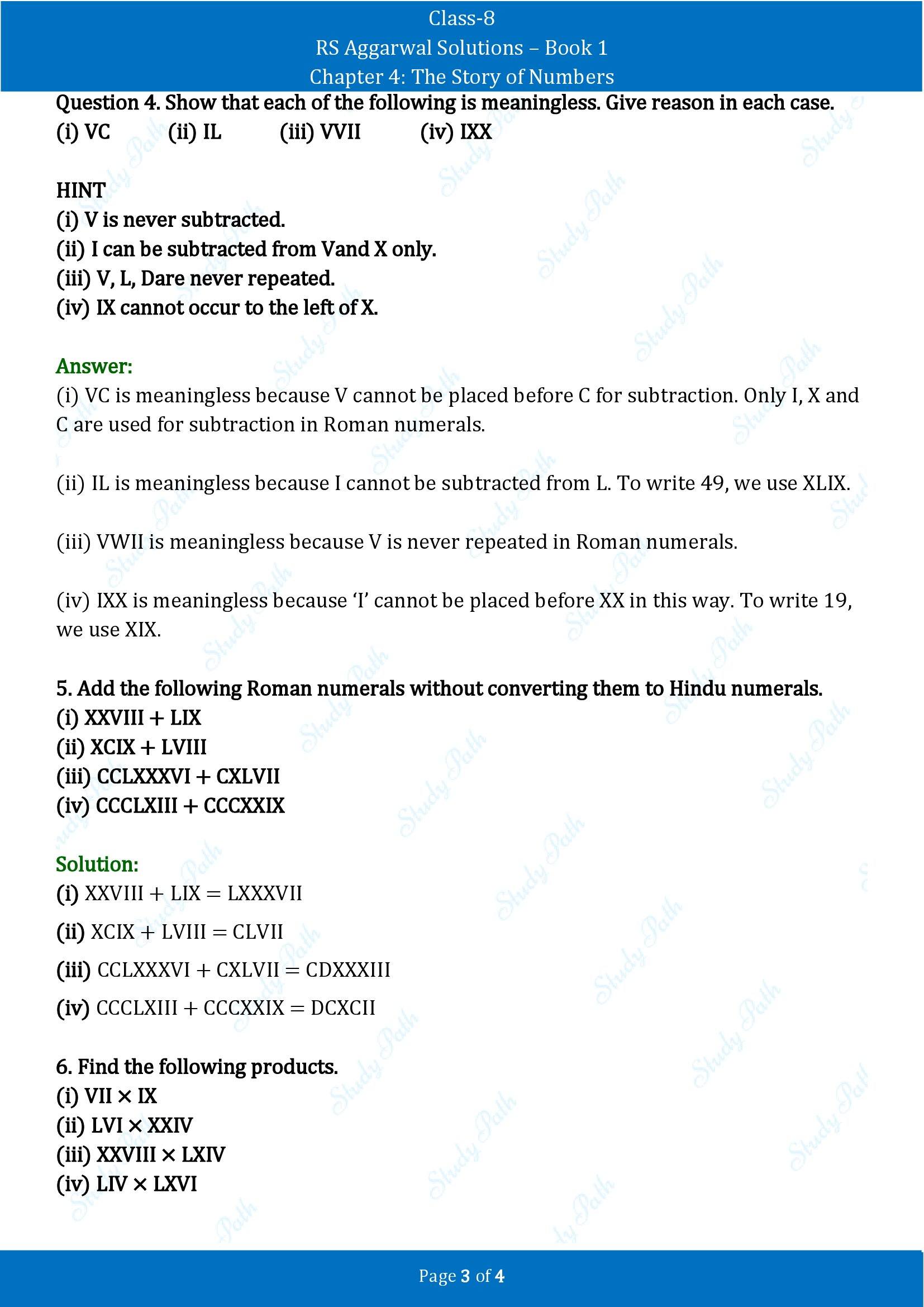 RS Aggarwal Solutions Class 8 Book 1 Exercise 4A The Story of Numbers ...