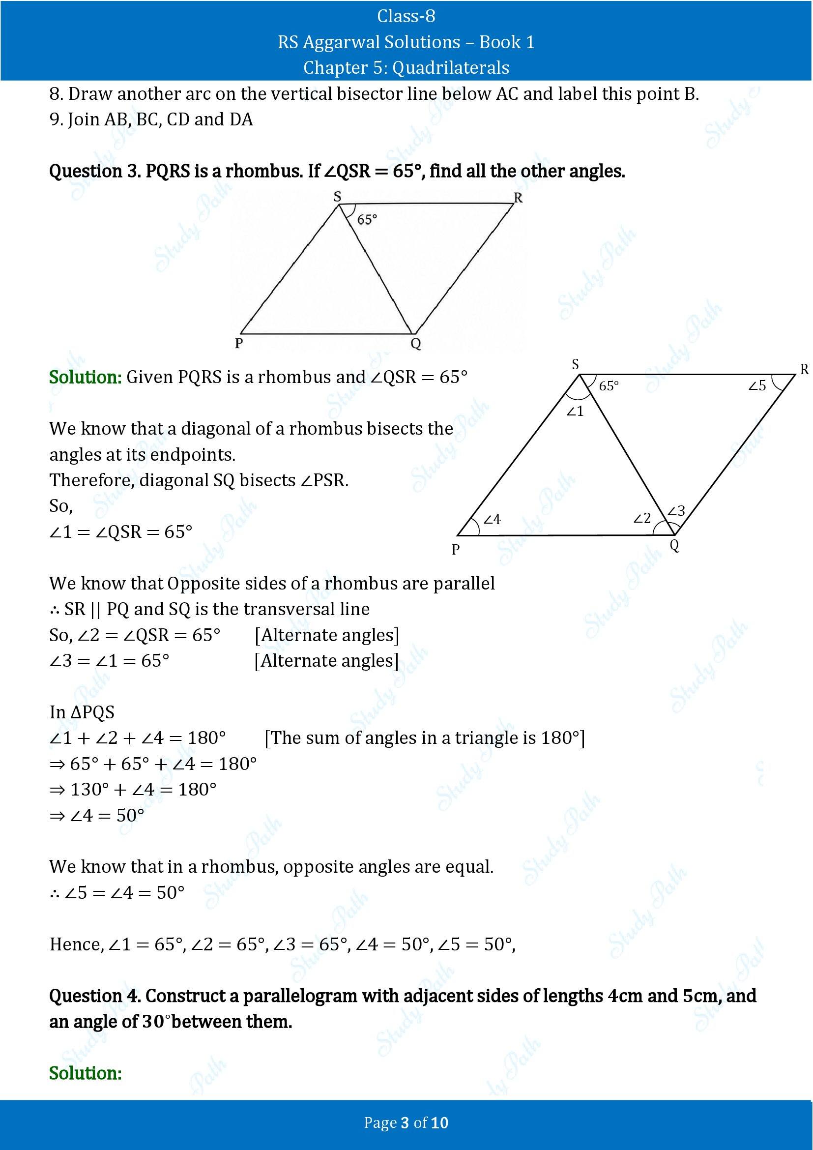 RS Aggarwal Solutions Class 8 Book 1 Test Paper 5 Chapter 5 ...